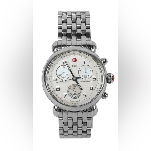 Michele | Accessories | Vintage Michele Csx Round Silver Womens Watch ...